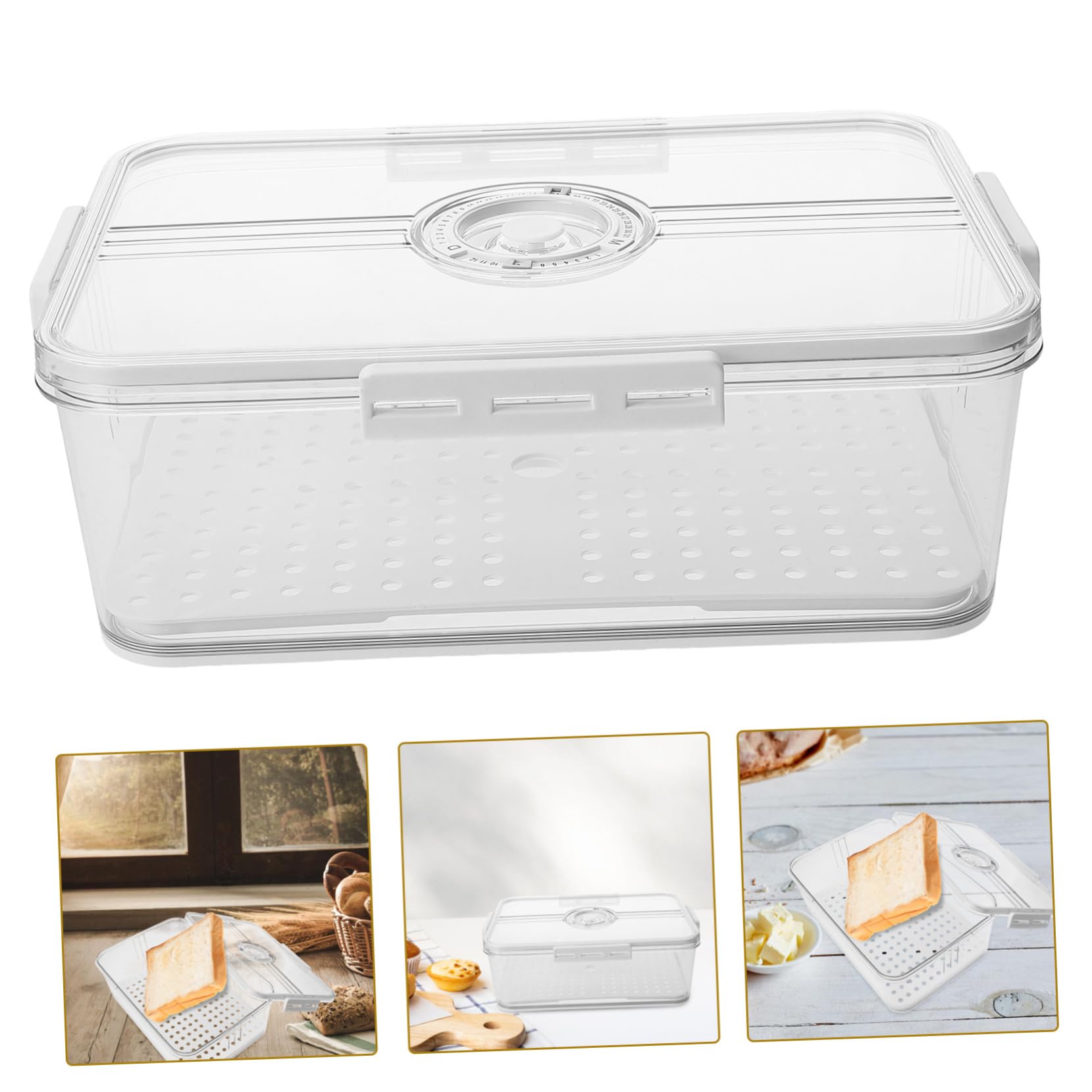 MAGICLULU Refrigerator Organizer Bins Airtight Bread Storage Fruit Vegetable Storage Containers Timer Function