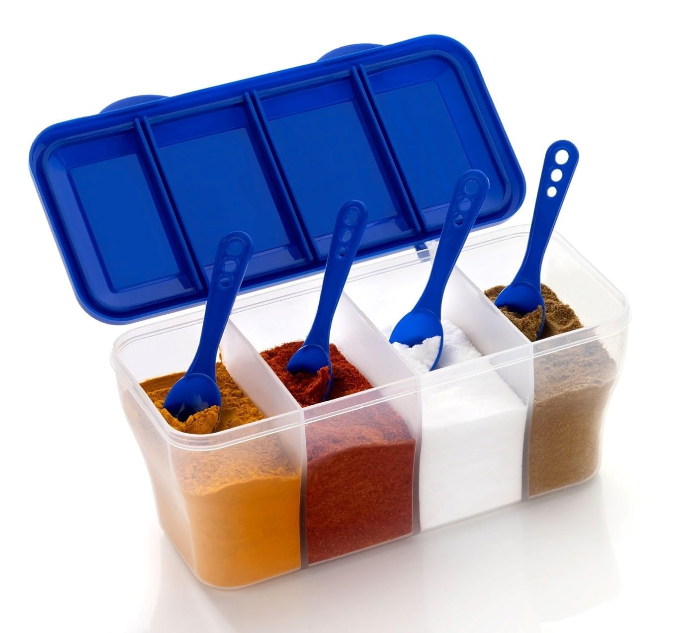 OMORTEX 4 Section Spice Box, Pickle Container, Dry Fruit Box, Vegetable Container Pack Of 1