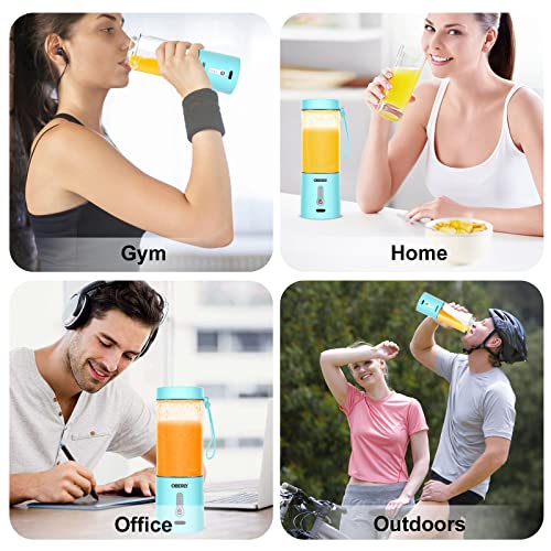 Blend Portable Blender Jet for Shakes and Smoothies, OBERLY Personal Travel Blender for Protein with 4000mAh USB Rechargeable Battery, Crush Ice, Frozen Fruit and Drinks, 18 oz Mini Travel Cup, Blue 1