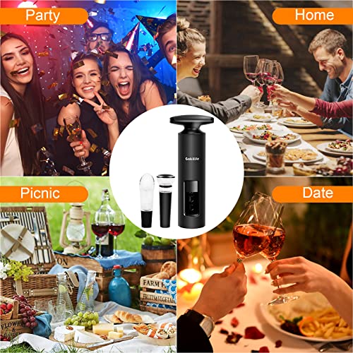 Gokilife Wine Bottle Opener Set - Manual Corkscrew with Foil Cutter Vacuum Stopper and Wine Aerator Pourer, Cordless ABS Bottle Opening for Home, Kitchen, Party, Restaurant, Bar(No Need Charing)