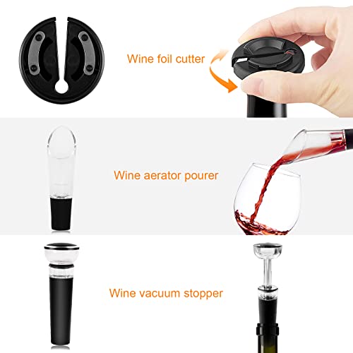 Gokilife Wine Bottle Opener Set - Manual Corkscrew with Foil Cutter Vacuum Stopper and Wine Aerator Pourer, Cordless ABS Bottle Opening for Home, Kitchen, Party, Restaurant, Bar(No Need Charing)