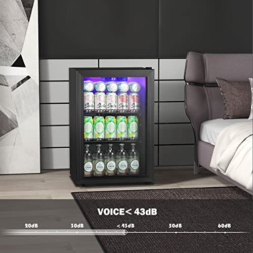 COWSAR Mini Fridge 2.4 Cu.Ft Beverage Refrigerator Small Wine Fridge 17 inch Wine Cooler Wine and Beer Fridge with Glass Door for Office Bedroom