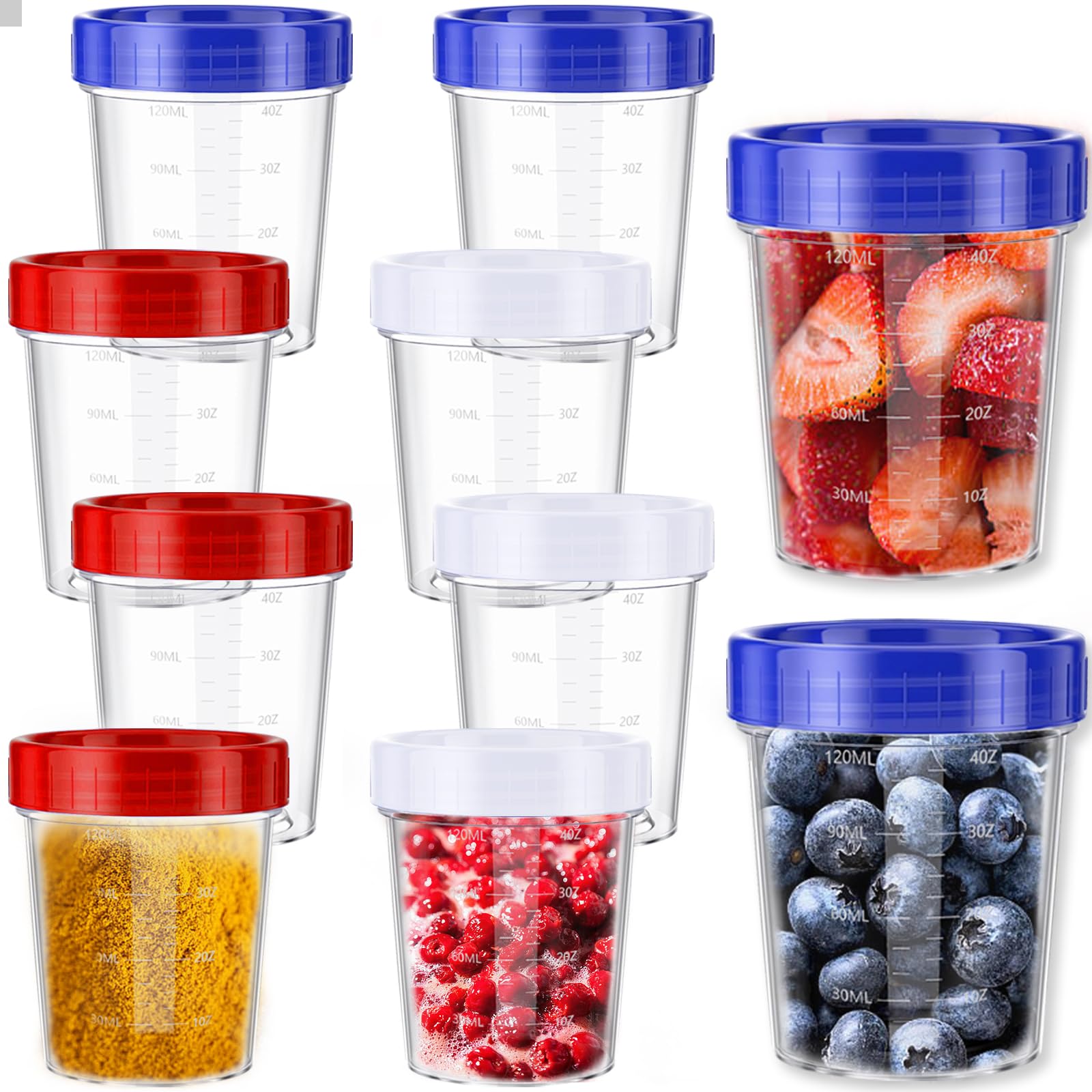 Yuzi Salad Dressing Container to Go - 4oz Small Containers with Lids Leakproof Condiment Containers, Reusable Plastic Sauce Containers Stackable Small Dipping Sauce Cups Set BPA-Free (10 Packs