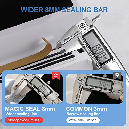 Magic Seal MS175 Vacuum Sealer Machine for Food Preservation, Nozzle Type, Compatible with Smooth Flat Bags or Mylar Bags, Extra-Wide Bar, Adjustable Vacuum and Sealing Time, Automatic and Manual Mode