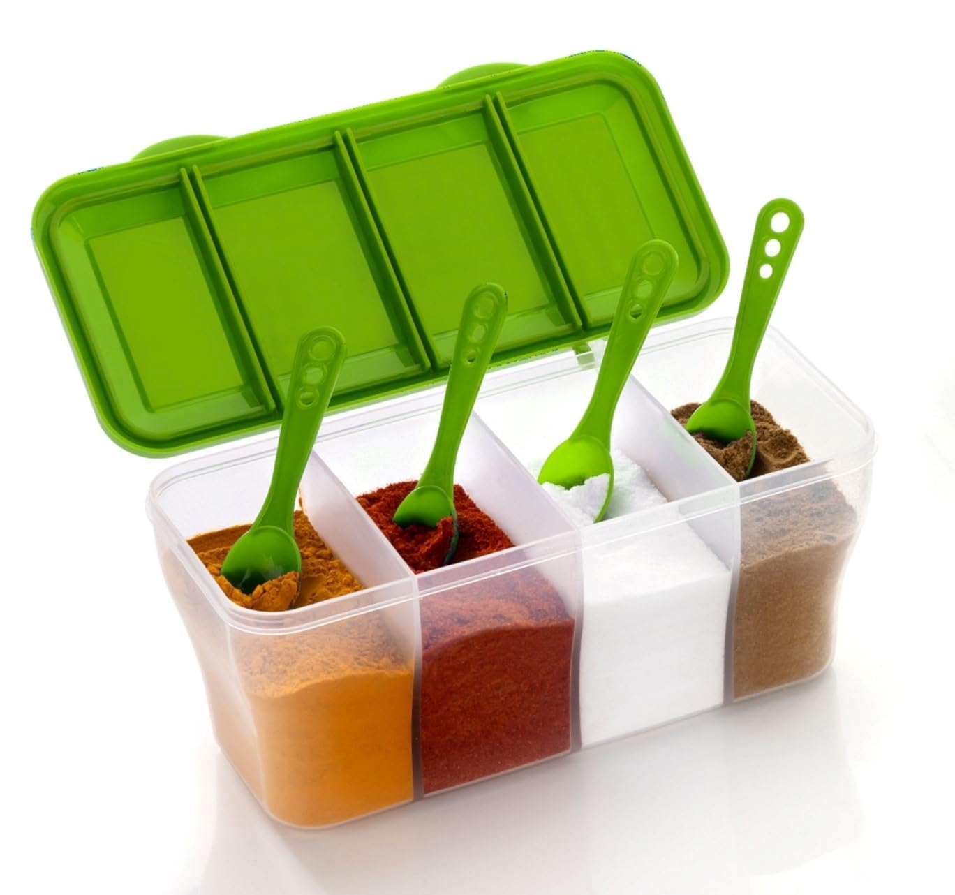 OMORTEX 4 Section Spice Box, Pickle Container, Dry Fruit Box, Vegetable Container Pack Of 1