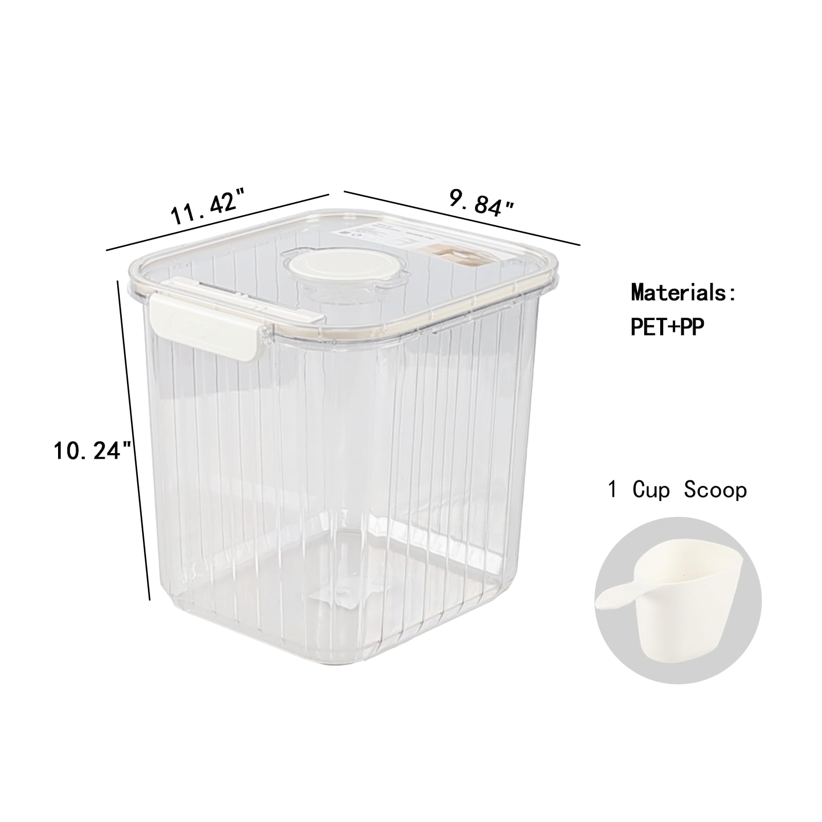 Waikhomes Airtight Food Storage Containers, BPA Free Plastic Square Keeper Container for Flour, Sugar, Baking Supplies, with Measuring Cup