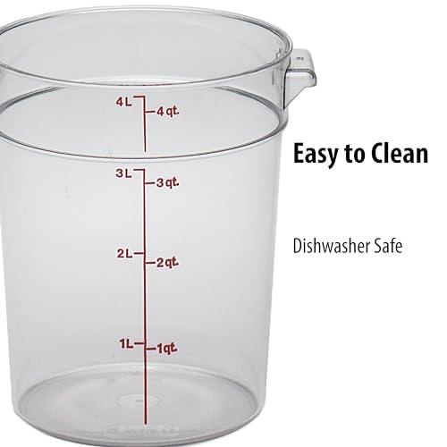 Cambro Food Storage Container with Lid (2 Pack) - Round Series - 4 QT (Quart) - Commercial Grade for Food Prep (Clear)