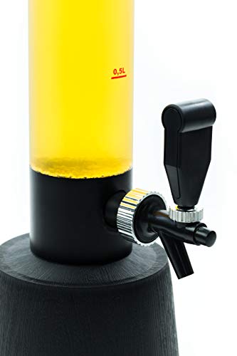 BeerSquad Beer Tower - 3L 100 oz. Clear Beverage Tower Dispenser with Included Ice Tube, Easy Clean, Dual Action Integrated Tap