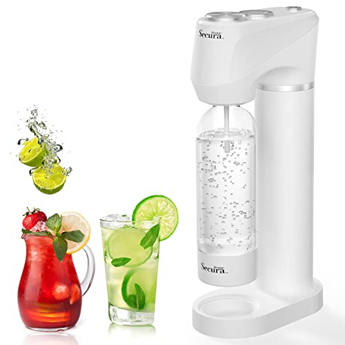 Secura Home Sparkling Water Machine, Cordless Soda Maker with Pressure Gauge, Quick & Customize Carbonation for Any Drink, with BPA Free PET Bottle, Compatible 60L CO2 Exchange Cylinder (NOT Included)