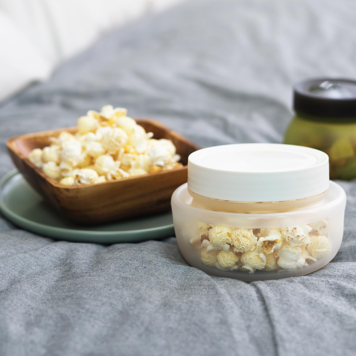 Cintog 2 Pack Collapsible Silicone Jars, Compact Airtight Food Storage Containers with Lids, Ideal for Kitchen, Camping, and Travel, Clear, 412016-000