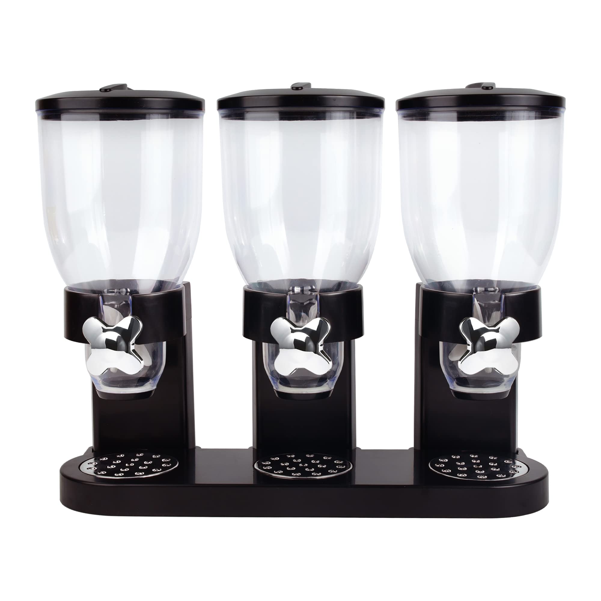 Sishynio Cereal Dispenser for Countertop, Dry Food Dispenser 2L Capacity, Triple Compartment, Airtight Food Storage Container for Rice, Cereal, Nuts