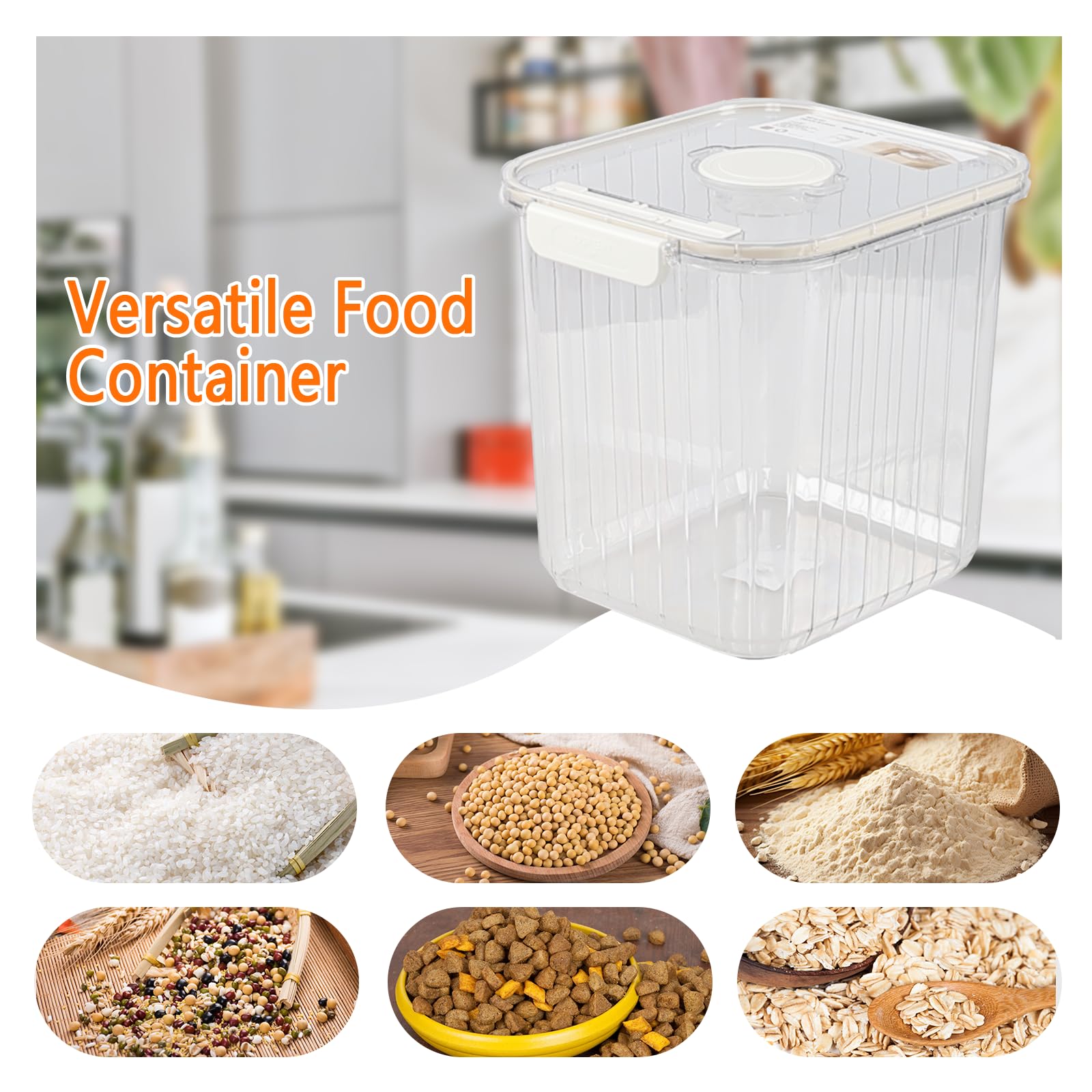Waikhomes Airtight Food Storage Containers, BPA Free Plastic Square Keeper Container for Flour, Sugar, Baking Supplies, with Measuring Cup