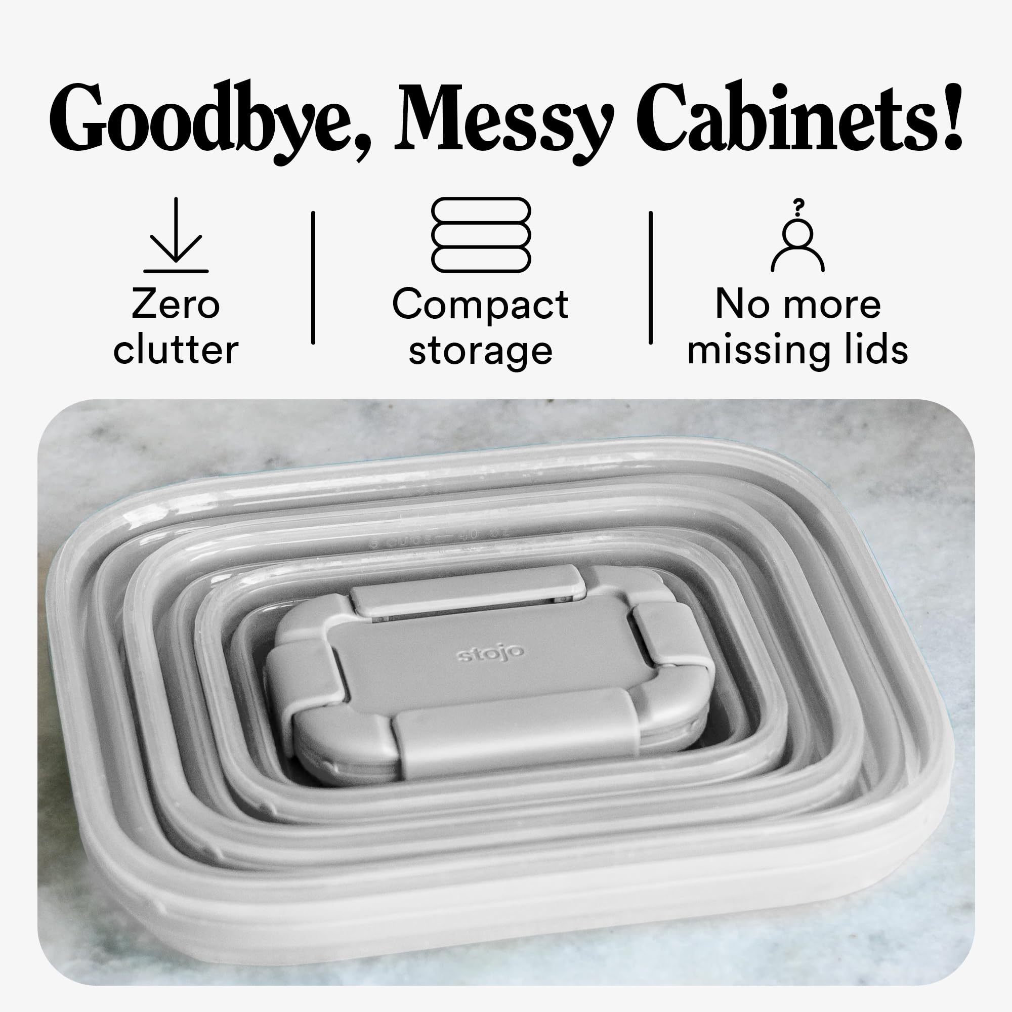 Stojo Nestable Collapsible Food Storage Container - Set of 4, Cashmere - Leak-Proof Airtight Seal Made With Food Grade Silicone For Meal Prep, Lunch Box, Pantry Organizer - Microwave & Dishwasher Safe