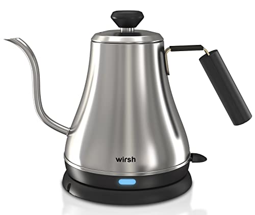 Wirsh Gooseneck Kettle, Electric Gooseneck Kettle with Auto Shut Off and Overheat Protection, Pour Over Coffee and Tea Kettle ,100% Stainless Steel, Leak-Proof Design, 0.8L