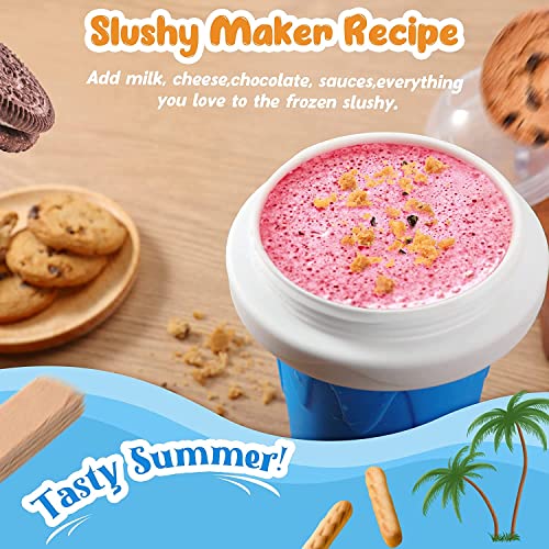 Slushie Maker Cup - TIK TOK Quick Frozen Magic Cup, Double Layers Slushie Cup, DIY Homemade Squeeze Icy Cup, Fasting Cooling Make And Serve Slushy Cup For Milk Shake, Smoothies, Slushies - Blue…