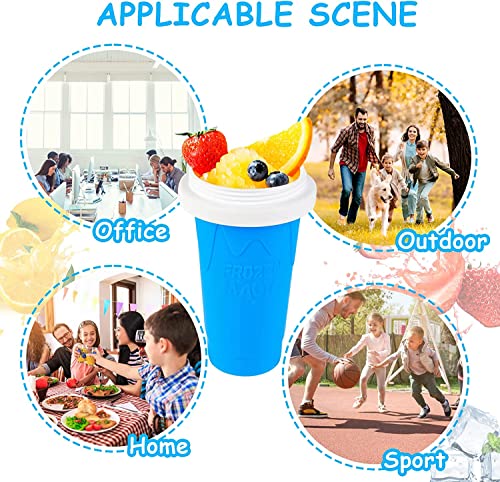 Slushie Maker Cup - TIK TOK Quick Frozen Magic Cup, Double Layers Slushie Cup, DIY Homemade Squeeze Icy Cup, Fasting Cooling Make And Serve Slushy Cup For Milk Shake, Smoothies, Slushies - Blue…