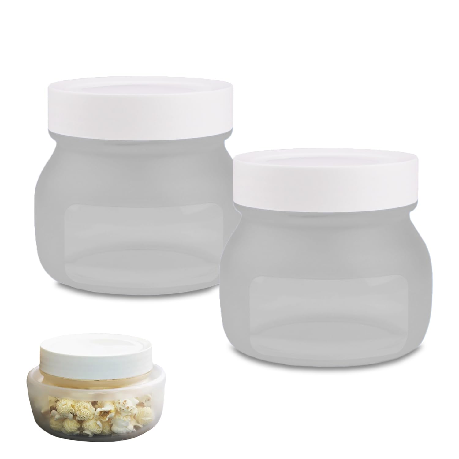 Cintog 2 Pack Collapsible Silicone Jars, Compact Airtight Food Storage Containers with Lids, Ideal for Kitchen, Camping, and Travel, Clear, 412016-000
