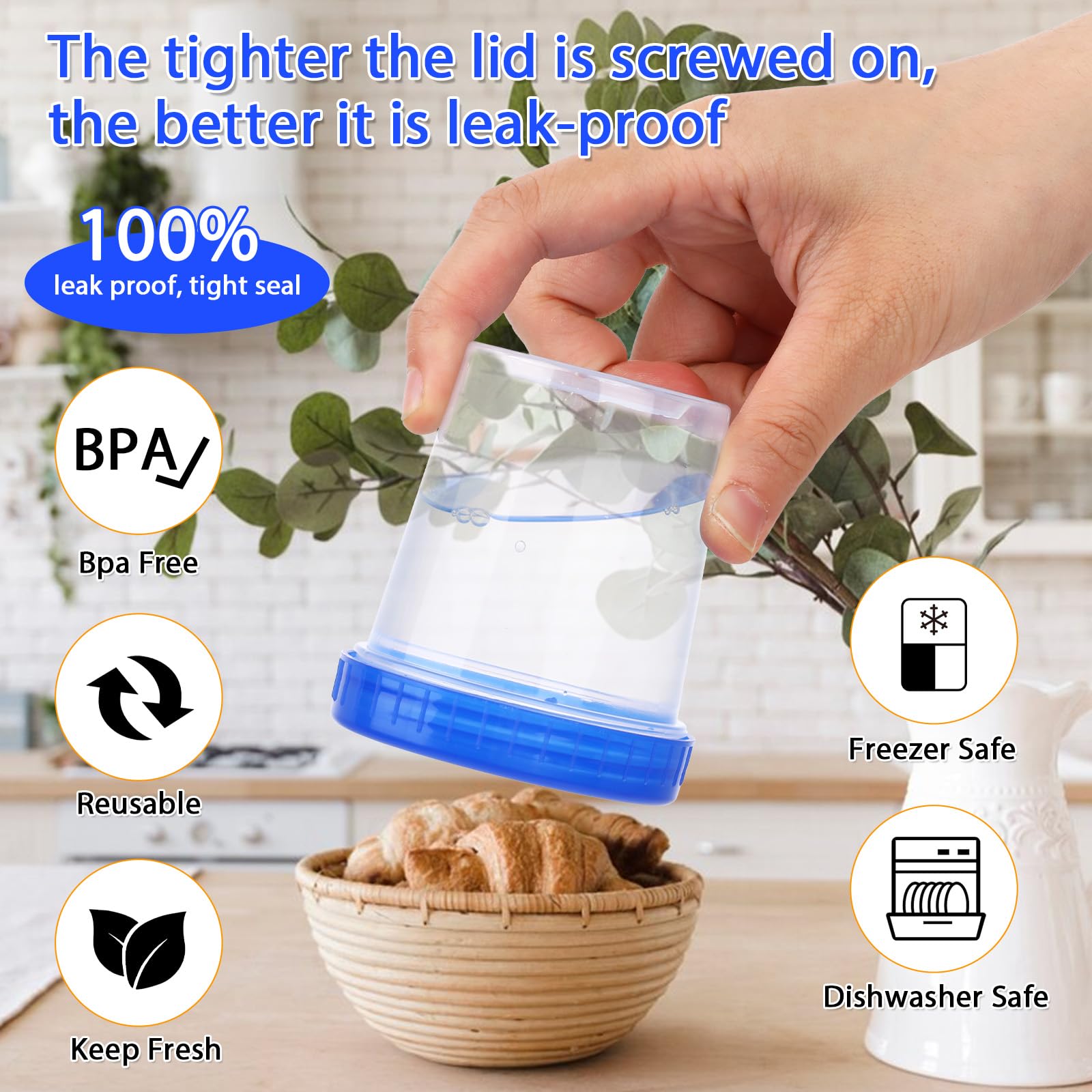 salbsever 10Pcs Small Containers with Lids, 4oz Salad Dressing Container to Go, Reusable Leakproof Travel Plastic Dip Sauce Dressing Containers Condiment with Screw Lids for Lunch Box Work Trip