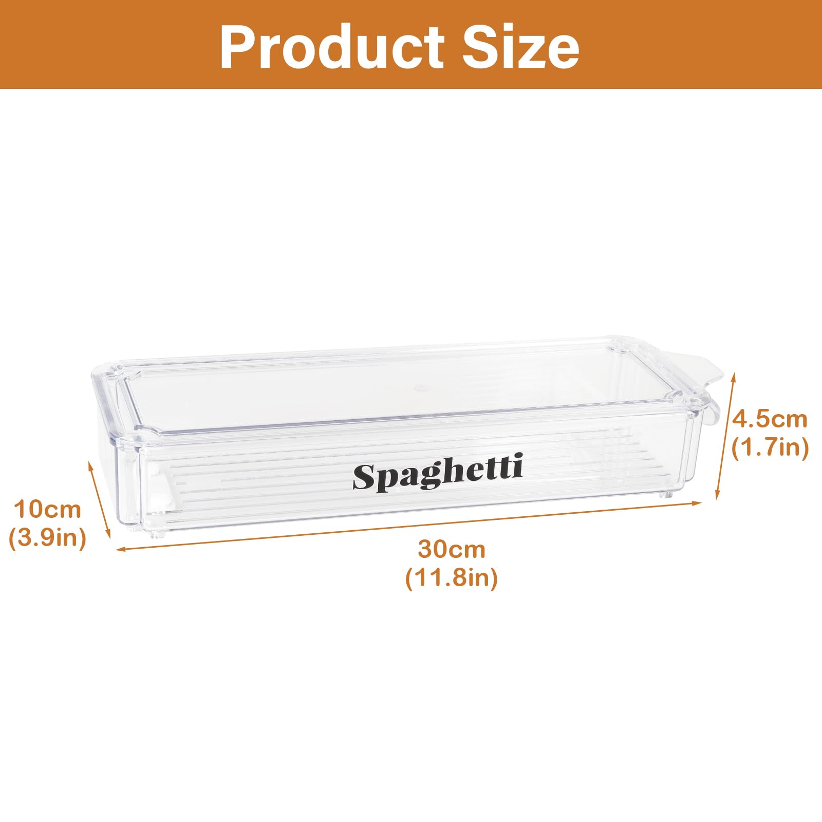 Yomjarl Pasta Storage Container Plastic Spaghetti Food Storage Box, Airtight Spaghetti Noodle Holder Rectangular Chopstick Storage Box for Spaghetti, Pasta, Noodles, Eggs, Fruits Snacks