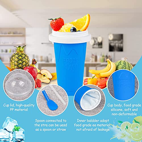 Slushie Maker Cup - TIK TOK Quick Frozen Magic Cup, Double Layers Slushie Cup, DIY Homemade Squeeze Icy Cup, Fasting Cooling Make And Serve Slushy Cup For Milk Shake, Smoothies, Slushies - Blue…