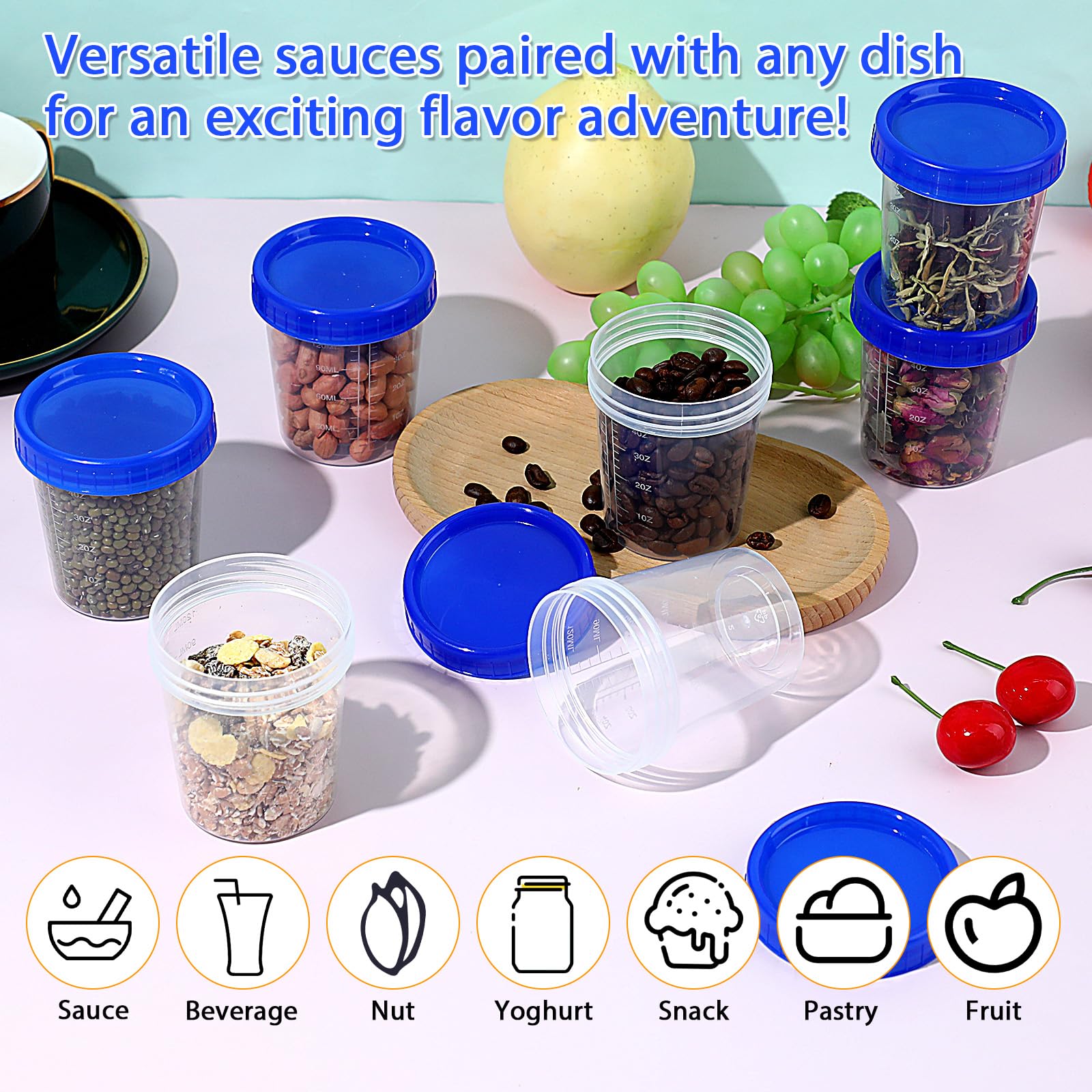 salbsever 10Pcs Small Containers with Lids, 4oz Salad Dressing Container to Go, Reusable Leakproof Travel Plastic Dip Sauce Dressing Containers Condiment with Screw Lids for Lunch Box Work Trip