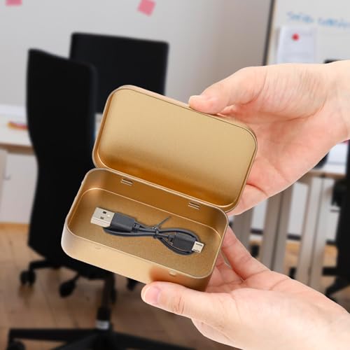 Bewudy 3 Pcs Metal Hinged Tin Box, Container Mini Portable, Small Storage Container Kit with Lid for Home Storage Outdoor Active Storage Containers Home Organizer Small Tins(Gold)
