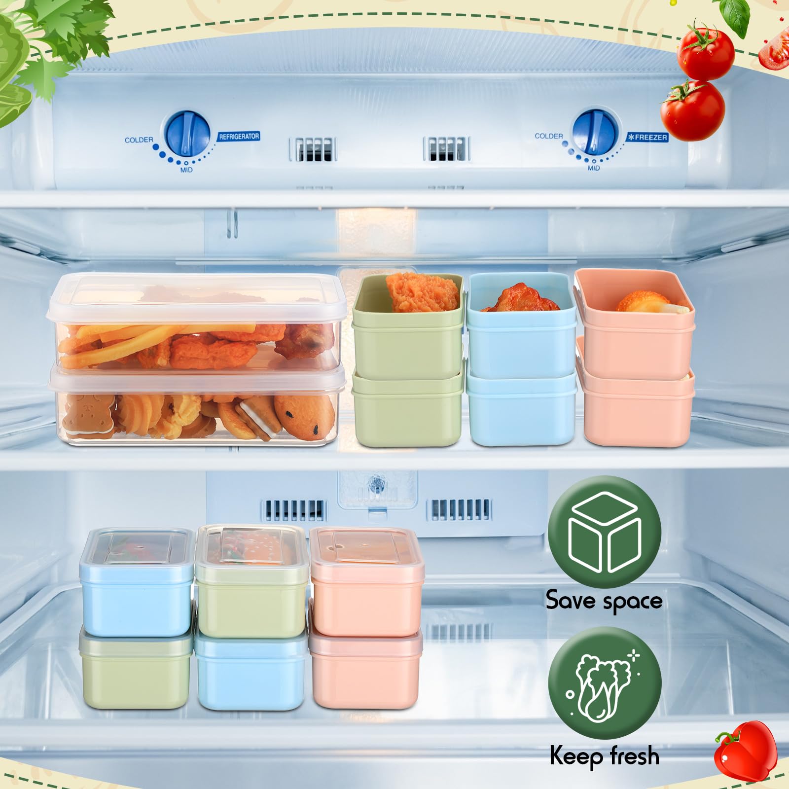 SiliFine 4 Set Snack Containers with 3 Removable Compartments Reusable Snack Box with Lids Stackable Meal Prep Containers for Fridge Charcuterie Candy Nuts Spice, Microwave Dishwasher Safe
