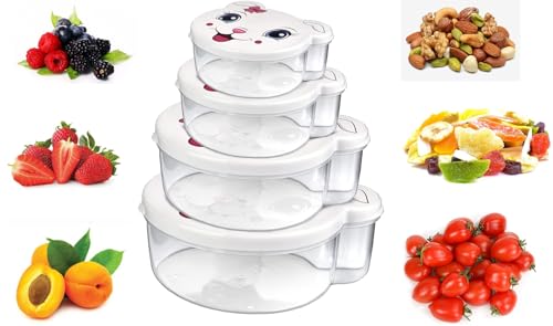 Food Storage Containers with lids 8 Pack (16 Pieces), Snack Containers Cute Plastic Animal Print Storage Lunch Box, Easy open Stackable Bpa Free Plastic, Space-Saving (Dog)