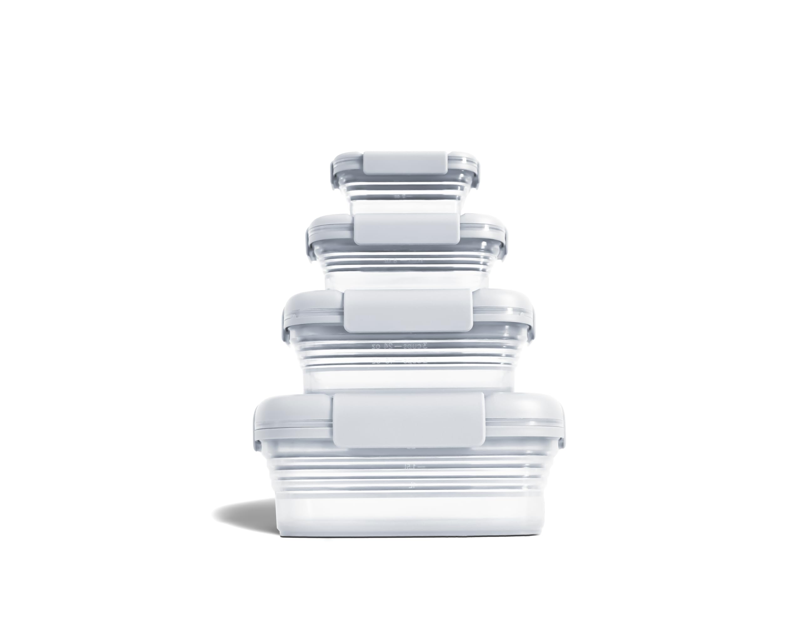 Stojo Nestable Collapsible Food Storage Container - Set of 4, Cashmere - Leak-Proof Airtight Seal Made With Food Grade Silicone For Meal Prep, Lunch Box, Pantry Organizer - Microwave & Dishwasher Safe