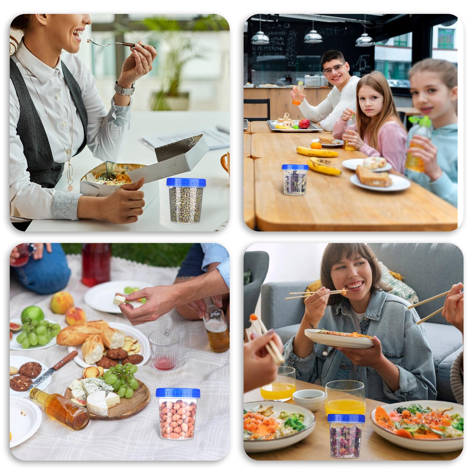 salbsever 10Pcs Small Containers with Lids, 4oz Salad Dressing Container to Go, Reusable Leakproof Travel Plastic Dip Sauce Dressing Containers Condiment with Screw Lids for Lunch Box Work Trip