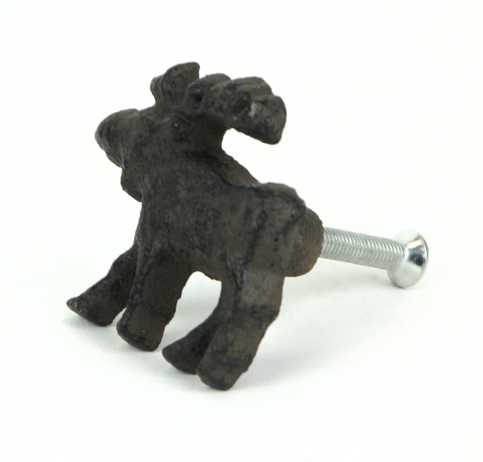 Zeckos Rustic Brown 12 Piece Cast Iron Moose Drawer Pull Cabinet Knob Set