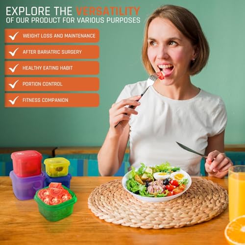 Elceeo essential Solutions 21 Day Portion Control Containers for Weight Loss with electronic Booklet Guide - Set of 7 BPA Free Color-Coded Portion Control Containers ONLY