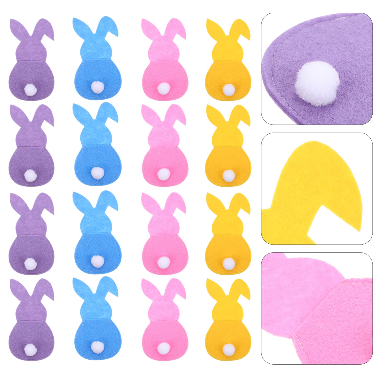 ABOOFAN 16Pcs Easter Bunny Cutlery Holder Easter Table Decorations Knife Fork Spoon Cover Cutlery Bags Reusable Utensil Cover for Spring Decorations Easter Party Supplies