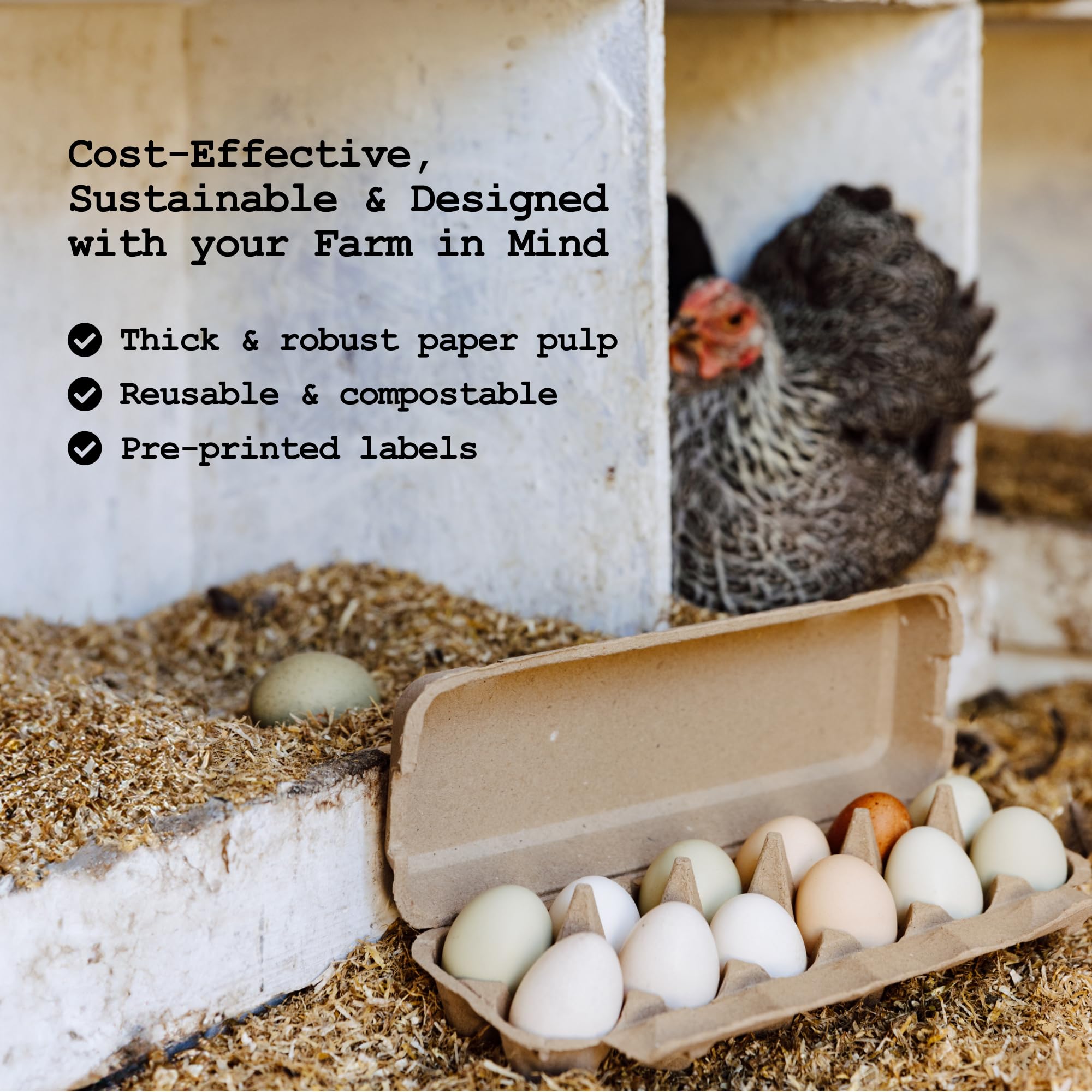 Hatortempt 24 Pack Bulk Egg Cartons, 12 Count Reusable Recycled Paper Pulp Cartons for Small to XL Eggs