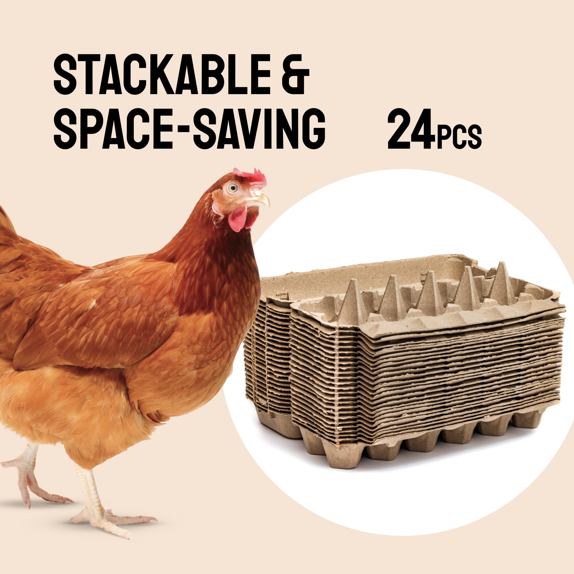 Hatortempt 24 Pack Bulk Egg Cartons, 12 Count Reusable Recycled Paper Pulp Cartons for Small to XL Eggs