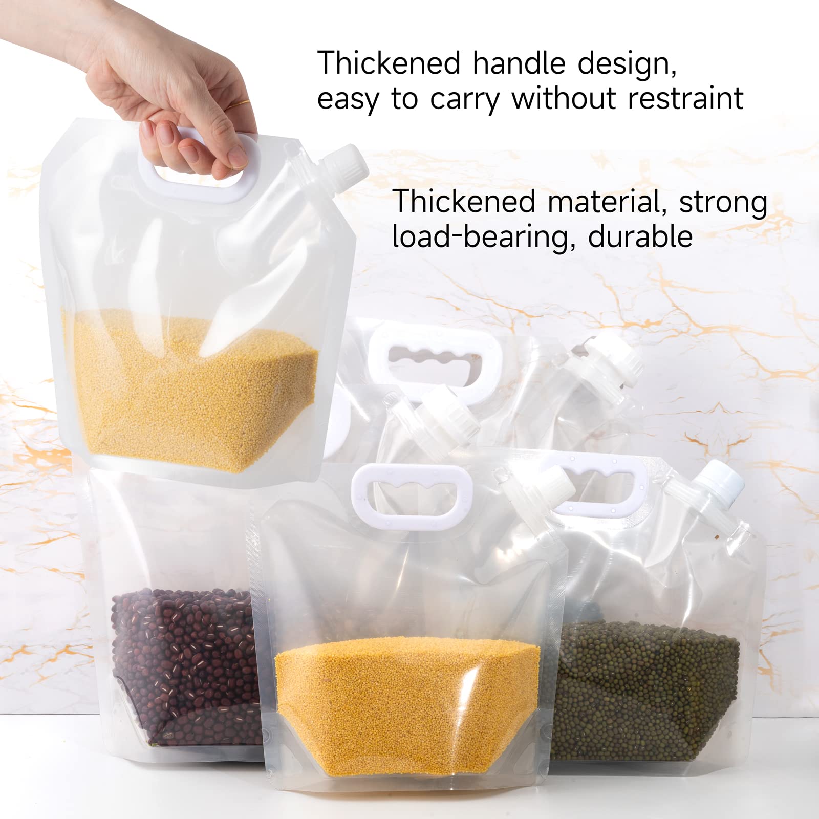 Cereal Storage Bag, Rice Containers Storage with Lids Moisture Resistant Home Essentials. 10PCS - Kitchen Organization for Chicken Stock, Beans, Oatmeal, Grain, Flour, Barley.
