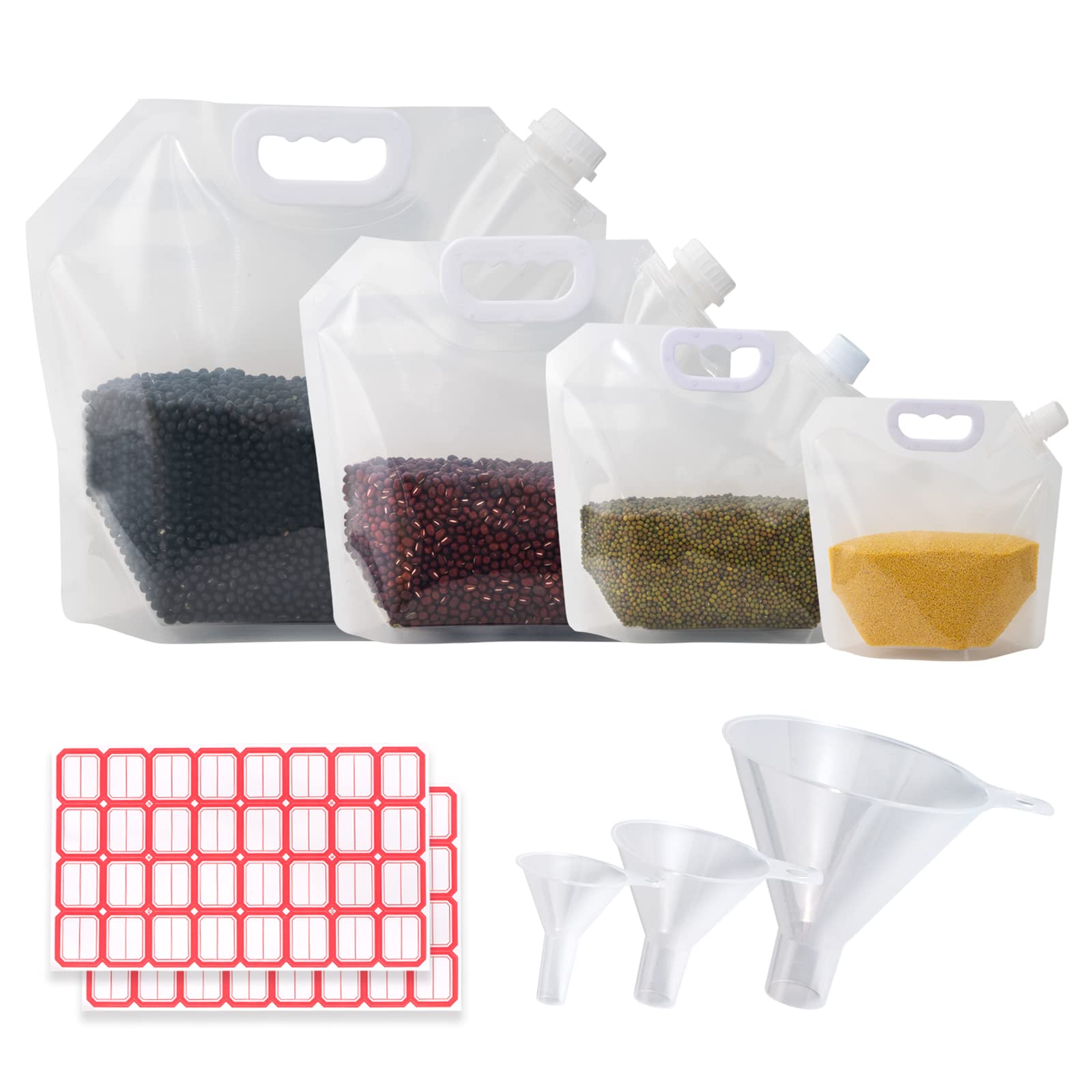 Cereal Storage Bag, Rice Containers Storage with Lids Moisture Resistant Home Essentials. 10PCS - Kitchen Organization for Chicken Stock, Beans, Oatmeal, Grain, Flour, Barley.