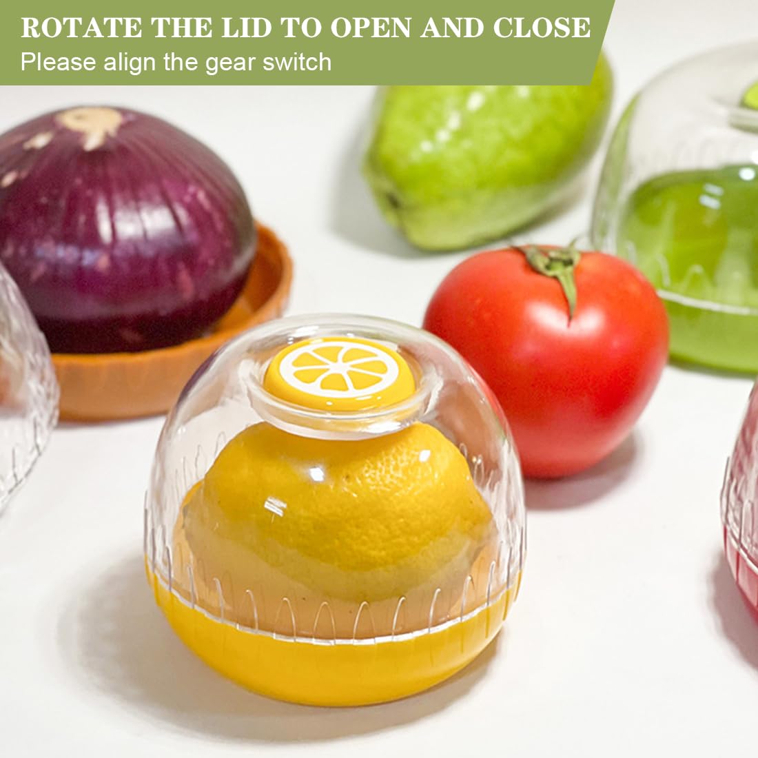 LINXIU Vegetable and Fruit Storage Containers for Fridge Reusable Lemon Holder Organizer Avocado Shaped Storage Food Saver Keepers 2 Pack