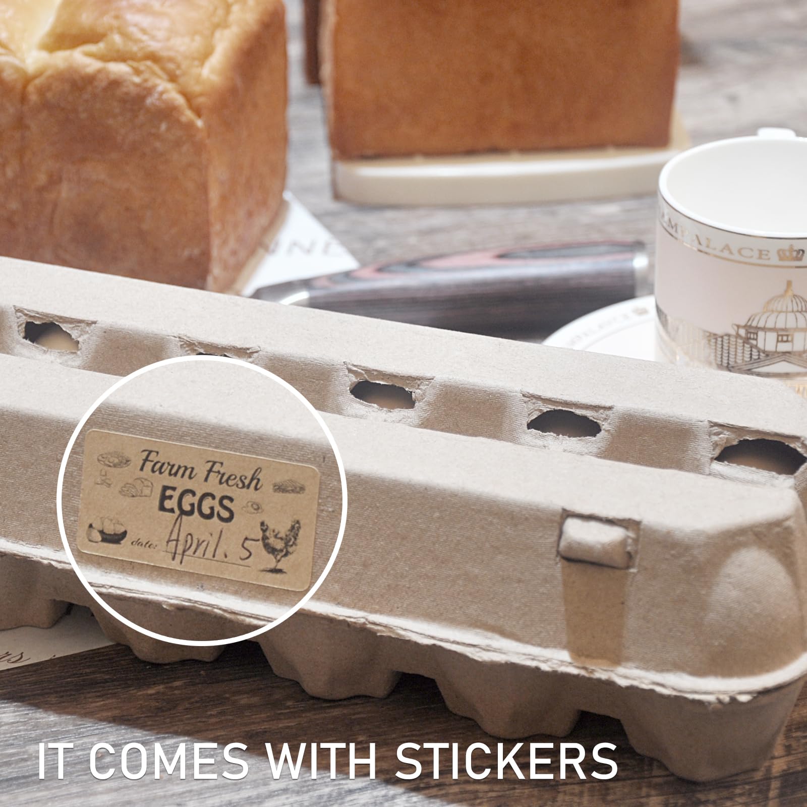 HavRixor 24 Pack Blank Egg Cartons Cheap Bulk 12 Count - Holds Up to 1 Dozen Eggs Cardboard Thickness Natural Pulp Empty Chicken Egg Boxes for Family Farm Market Fridge