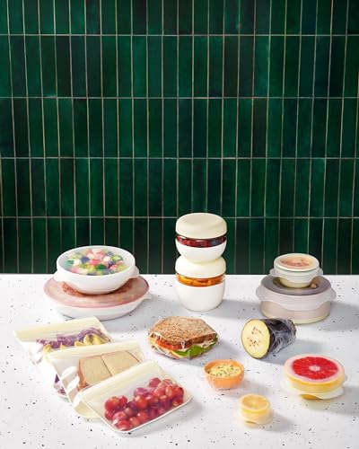 W&P Sustainable Kitchen Set, 14 Pieces (Seal Tight Bowls, Silicone Bags, Stretch Lids & Stretch Wrap) Non-Toxic, Microwave-Safe, Dishwasher-Safe
