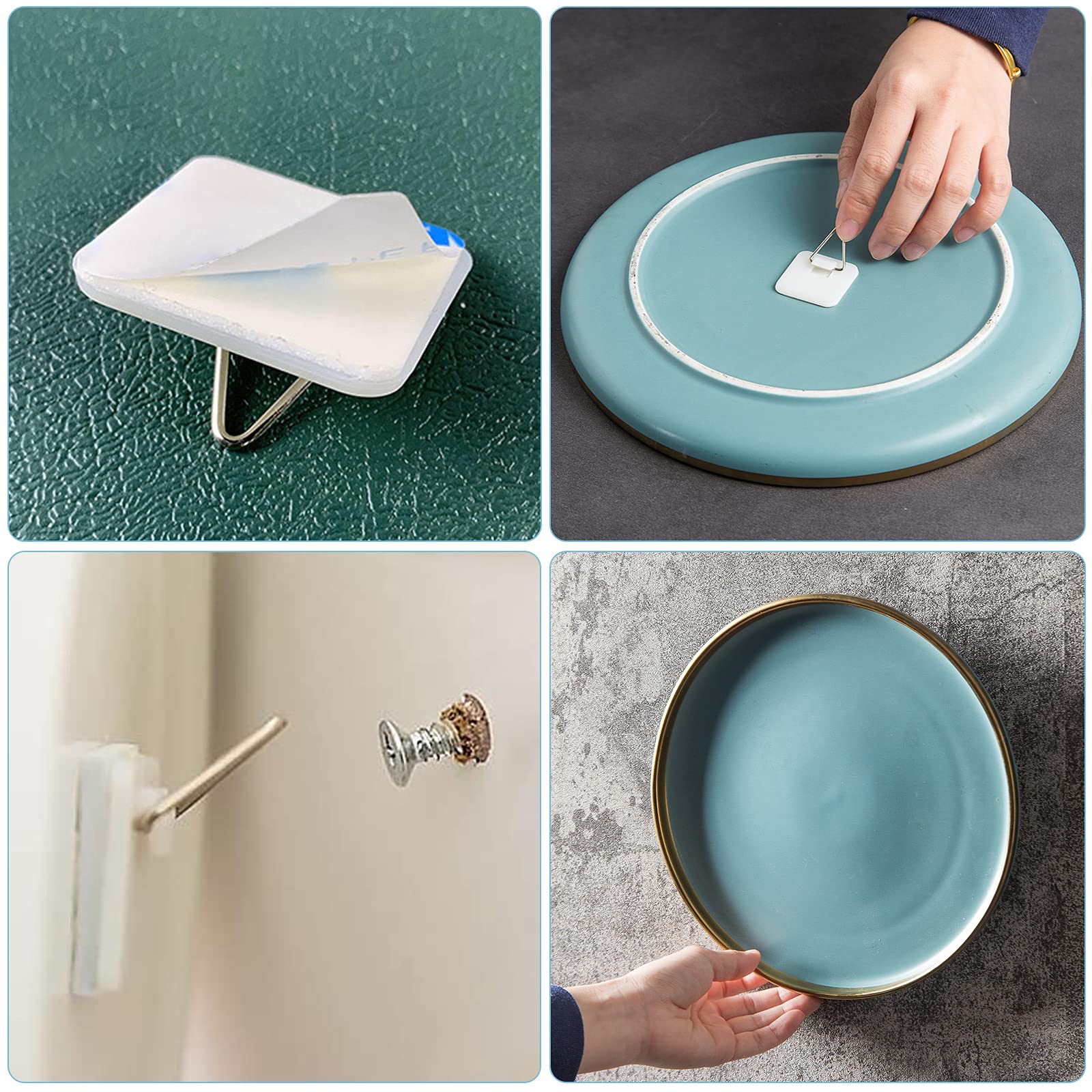 50PCS Plate Hangers for The Wall Plate Holder Hooks for Decorative Plates 1.3 Inch Sticky Invisible Adhesive for Art Supplies Home Decor
