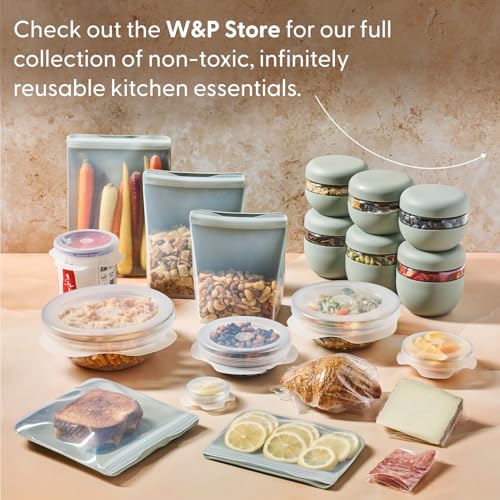 W&P Sustainable Kitchen Set, 14 Pieces (Seal Tight Bowls, Silicone Bags, Stretch Lids & Stretch Wrap) Non-Toxic, Microwave-Safe, Dishwasher-Safe