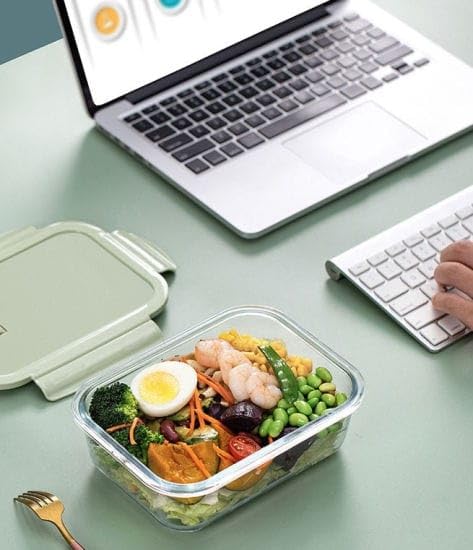 Luxurious Glass food Storage Containers with Lids 4 cup single Airtight 36 oz / 1040 ml Luxury Green lids Microwave & Freezer Safe BPA Free glass Meal Prep Containers with lids