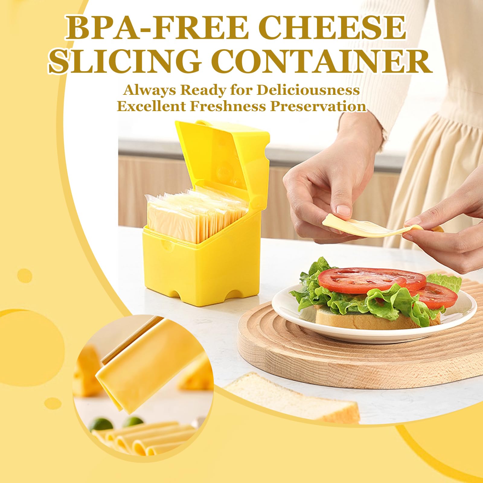HooYiYuuX 2Pcs Sliced Cheese Slice Holder Container for Refrigerator, Cow Cheese Storage Container for Fridge with Flip Lid, Butter Block Cheese Keeper Saver Box,Kitchen Gadget for Saving Cheese