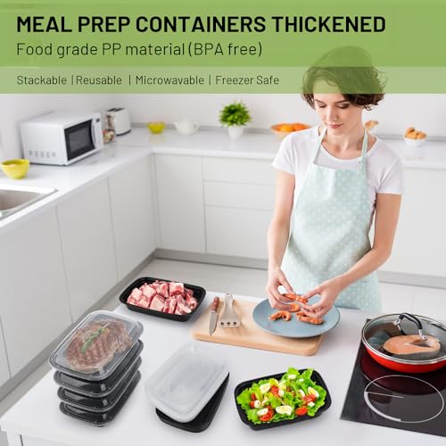 Ginzeca Meal Prep Containers Reusable[50Pack] 28oz Food Storage Containers with Lids, Thickened Leakproof To Go Food Containers, BPA-Free, Safe Storage of Food, Stackable, Microwave and dishwasher