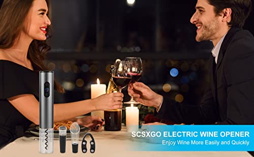 Wine Opener Electric,Wine Bottle Opener, Rechargeable Corkscrew with USB Charging Line,Pourer, Foil Cutter, Vacuum Pumping Stopper Battery Powered Cordless Wine Opener Kit