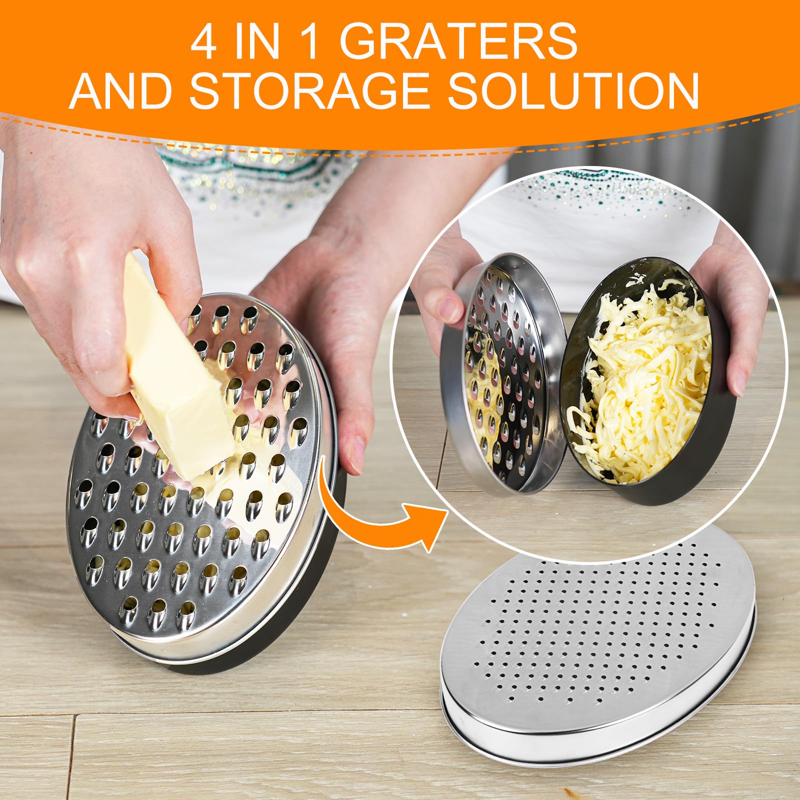 Cheese Container for Refrigerator, Cheese Grater with Container, Cheese Block Holder for Fridge, Sliced Cheese Keeper Food Storage Box for Butter Deli Meat Bacon Lunch Meat Cold Cuts Vegetable