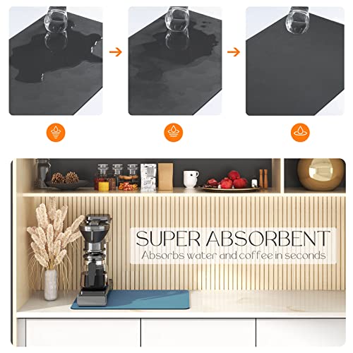 Coffee Mat 20x16 Inch Super Absorbent Quick Dry Dish Drying Mat for Coffee Bar Accessories,Coffee Maker,Coffee Grinder,Coffee Table Decor,Kitchen Counter (Dark gray)