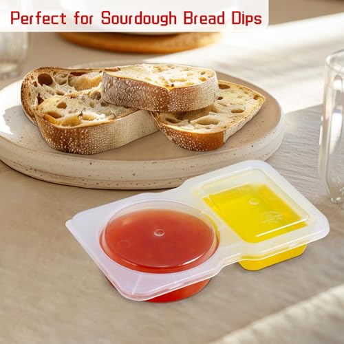 Vexulipro 15 PCS Divider Condiment Containers with Lids, Double Compartment Condiment Container, Dressing Containers with Lids, Small Plastic Containers with Lids, and Snack Containers