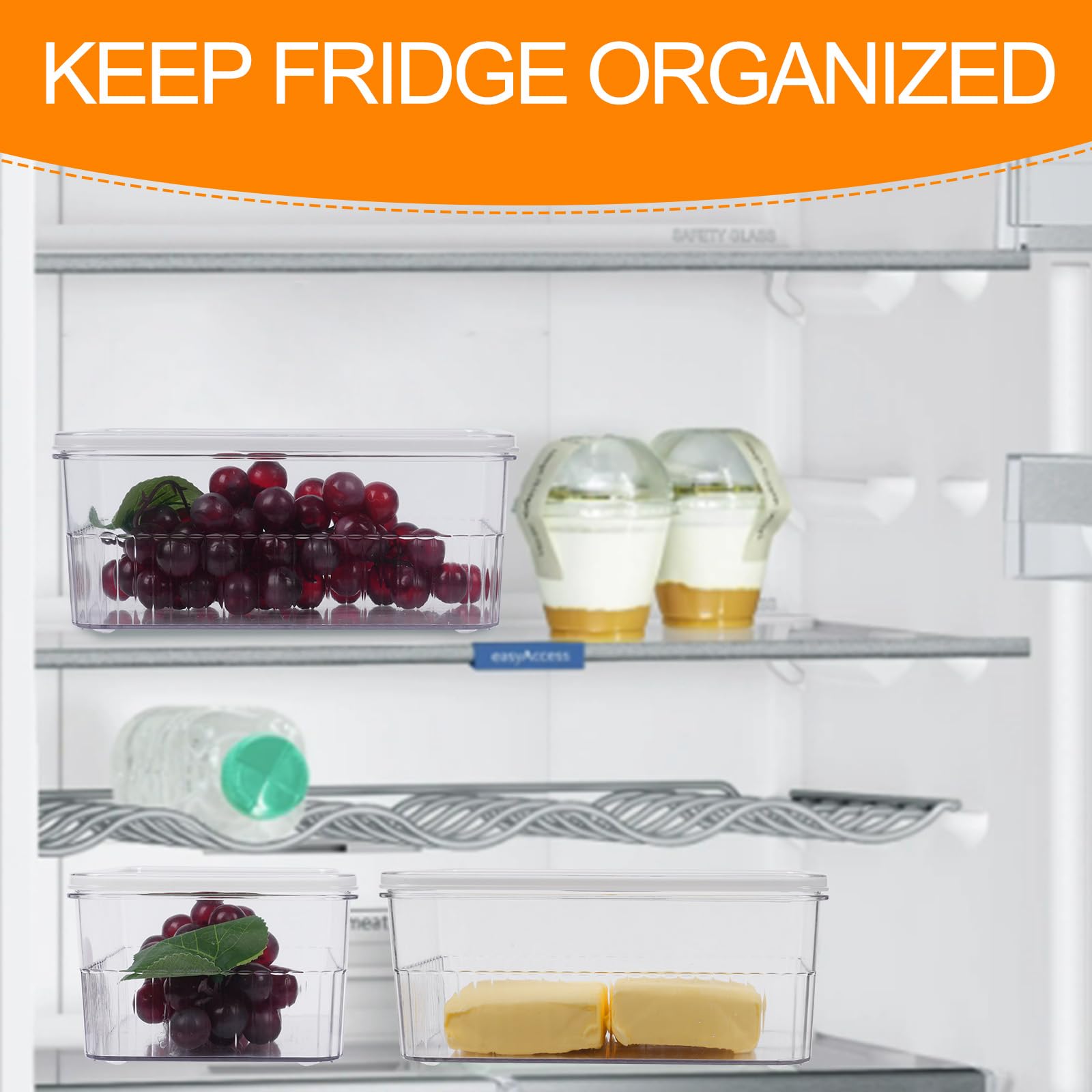 Cheese Container for Refrigerator, Cheese Grater with Container, Cheese Block Holder for Fridge, Sliced Cheese Keeper Food Storage Box for Butter Deli Meat Bacon Lunch Meat Cold Cuts Vegetable